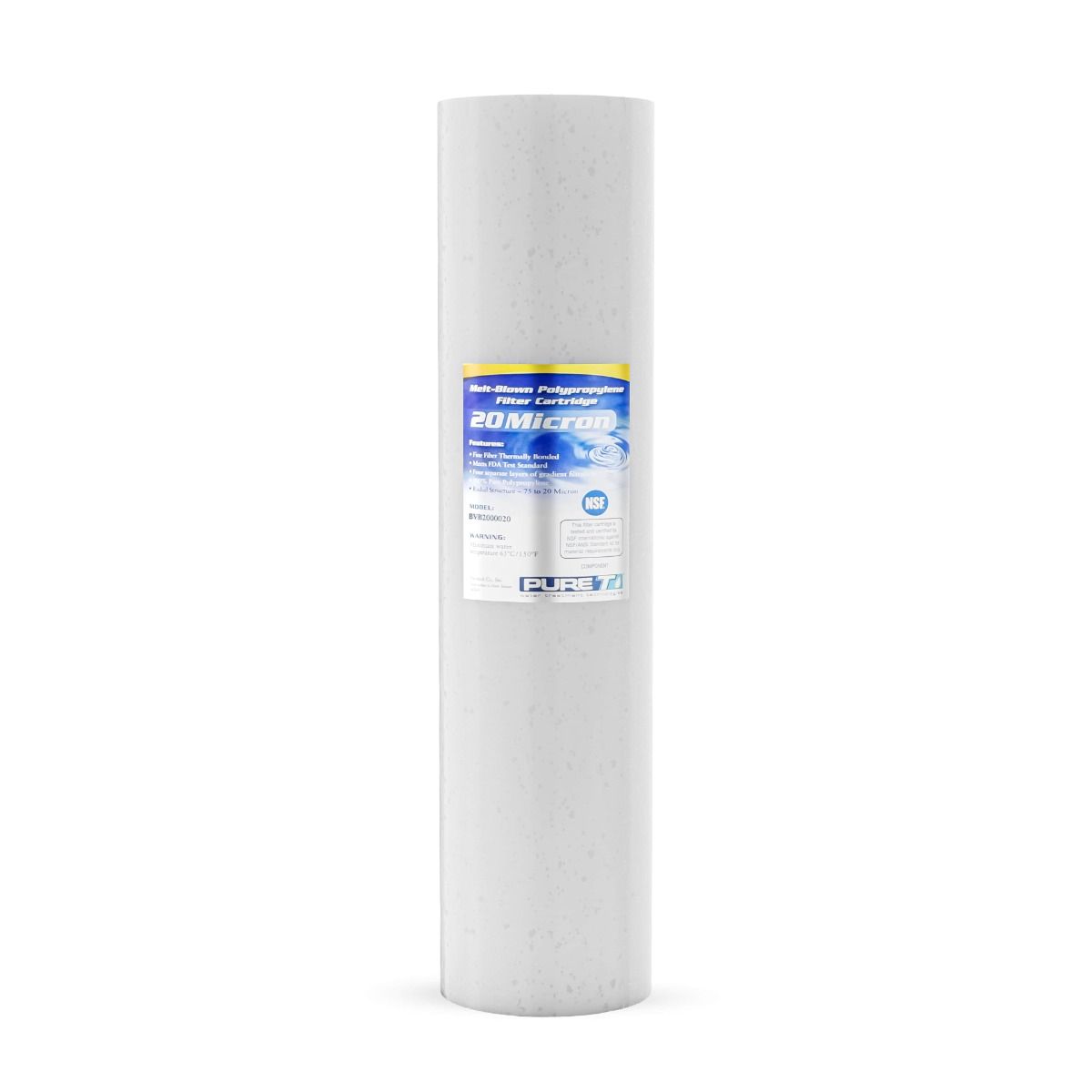 PureT 20 micron 20" x 4.5" Melt-Blown Polypropylene Sediment Filter ...